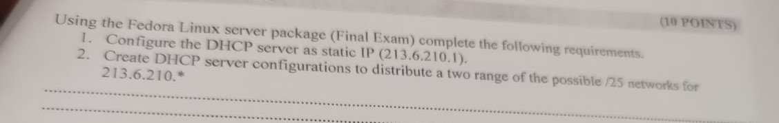 Solved Using the Fedora Linux server package (Final Exam) | Chegg.com
