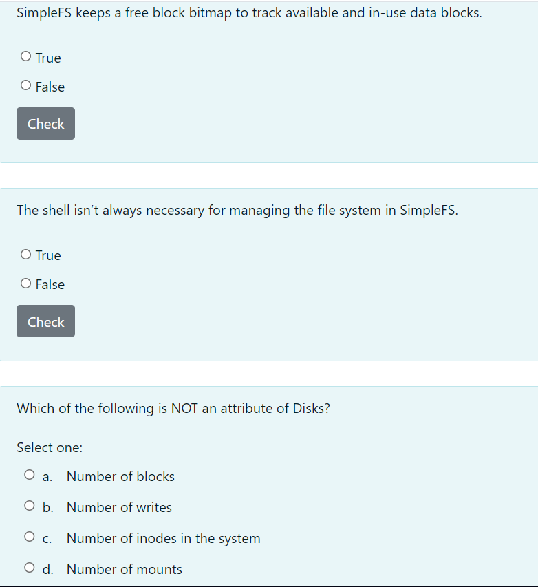 Solved SimpleFS keeps a free block bitmap to track available | Chegg.com