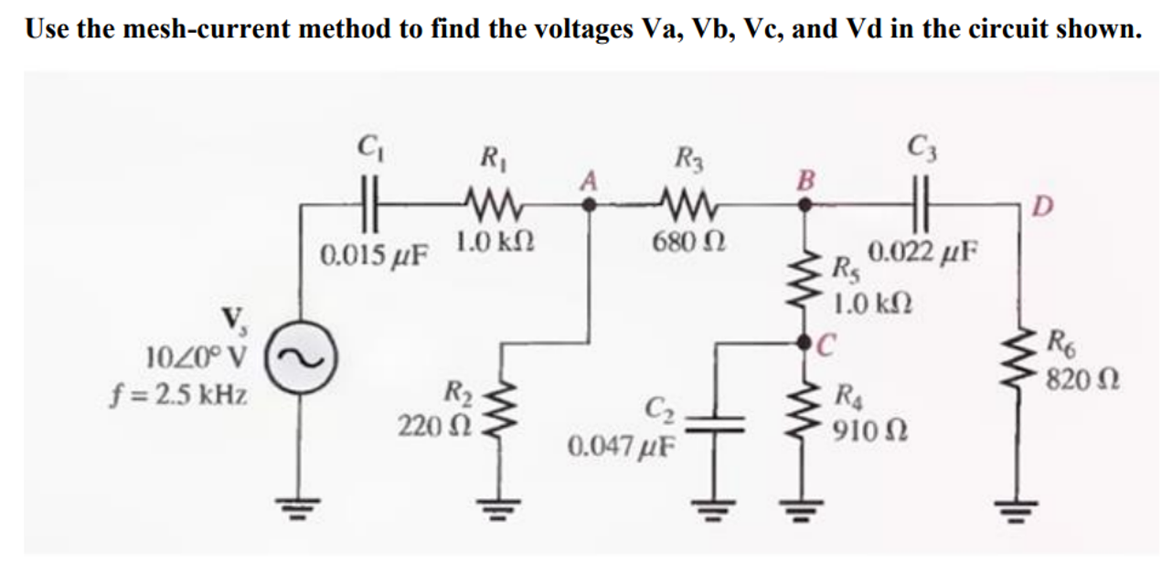 Solved Use the mesh-current method to find the voltages Va, | Chegg.com