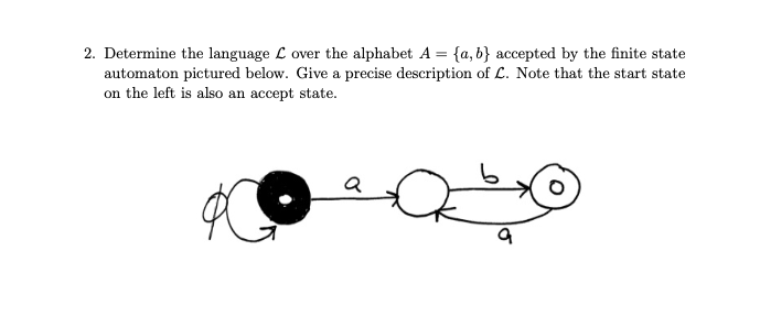Solved 2. Determine the language L over the alphabet A={a,b} | Chegg.com