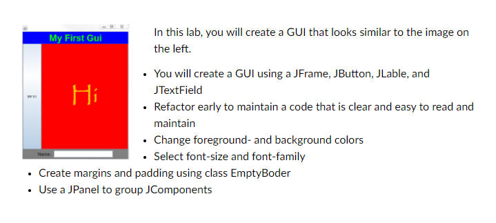 Solved My First Gui In this lab, you will create a GUI that | Chegg.com