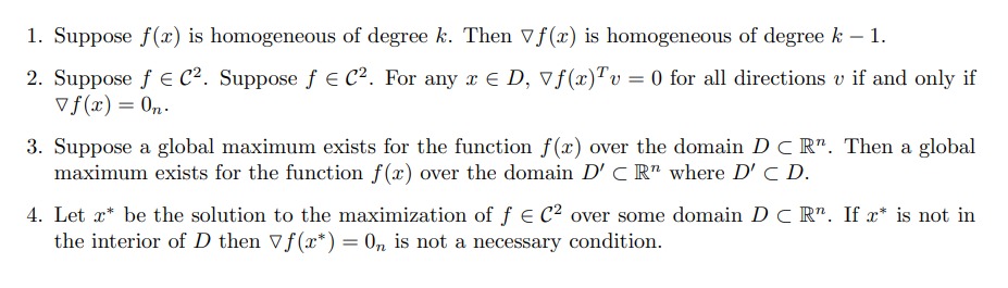 Solved For each of the following, state whether the | Chegg.com