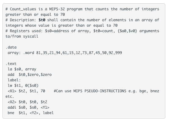 Solved Complete the MIPS code listed below to identify each | Chegg.com