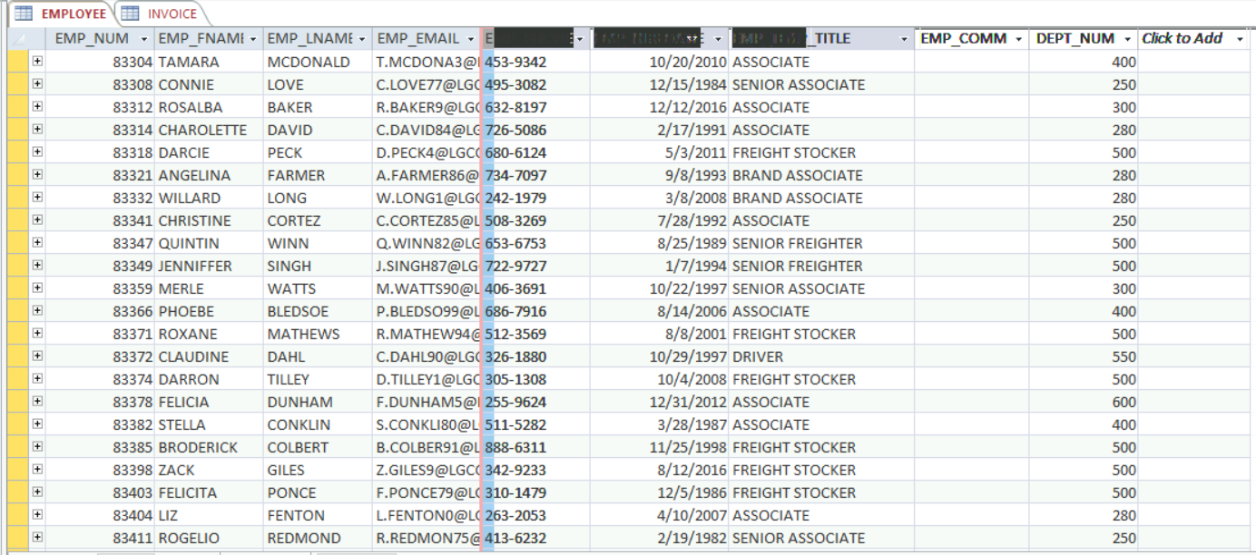 Solved EES EMPLOYEE INVOICE EMP COMM + + + + EMP_NUM - | Chegg.com