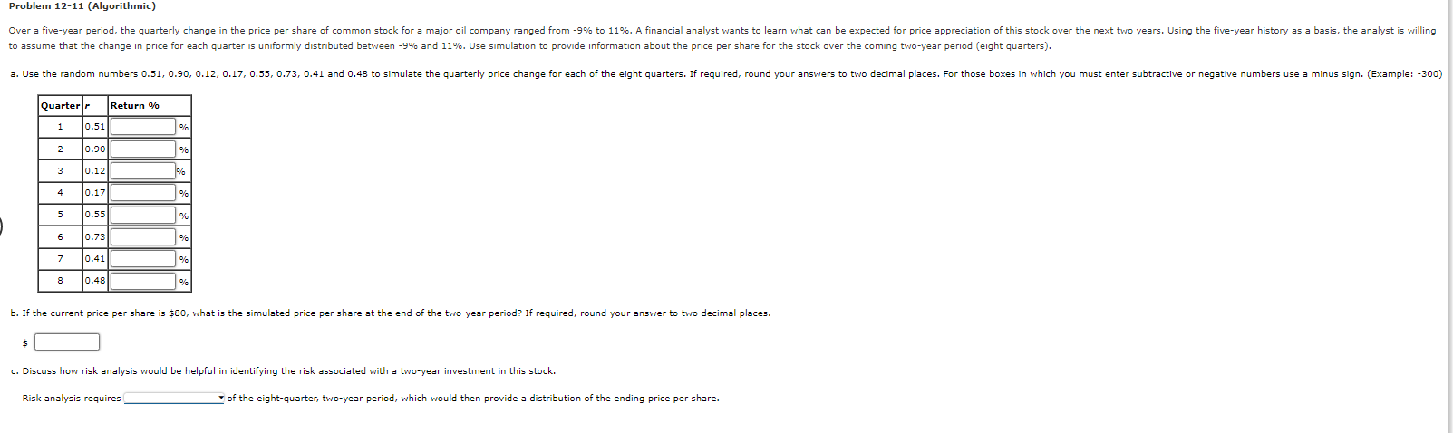 Solved Problem 12-11 (Algorithmic) Over a five-year period, | Chegg.com