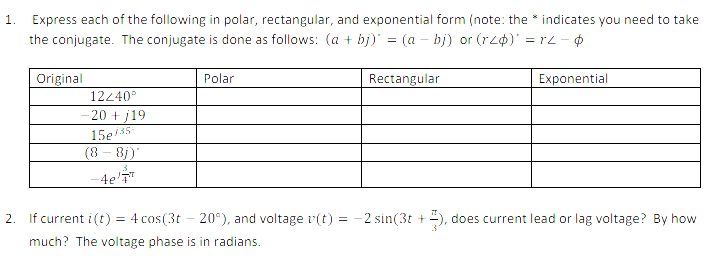 Solved 1. Express each of the following in polar, | Chegg.com