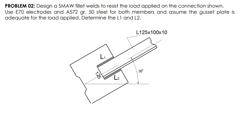 Solved PROBLEM 02: Design a SMAW fillet welds to resist the | Chegg.com