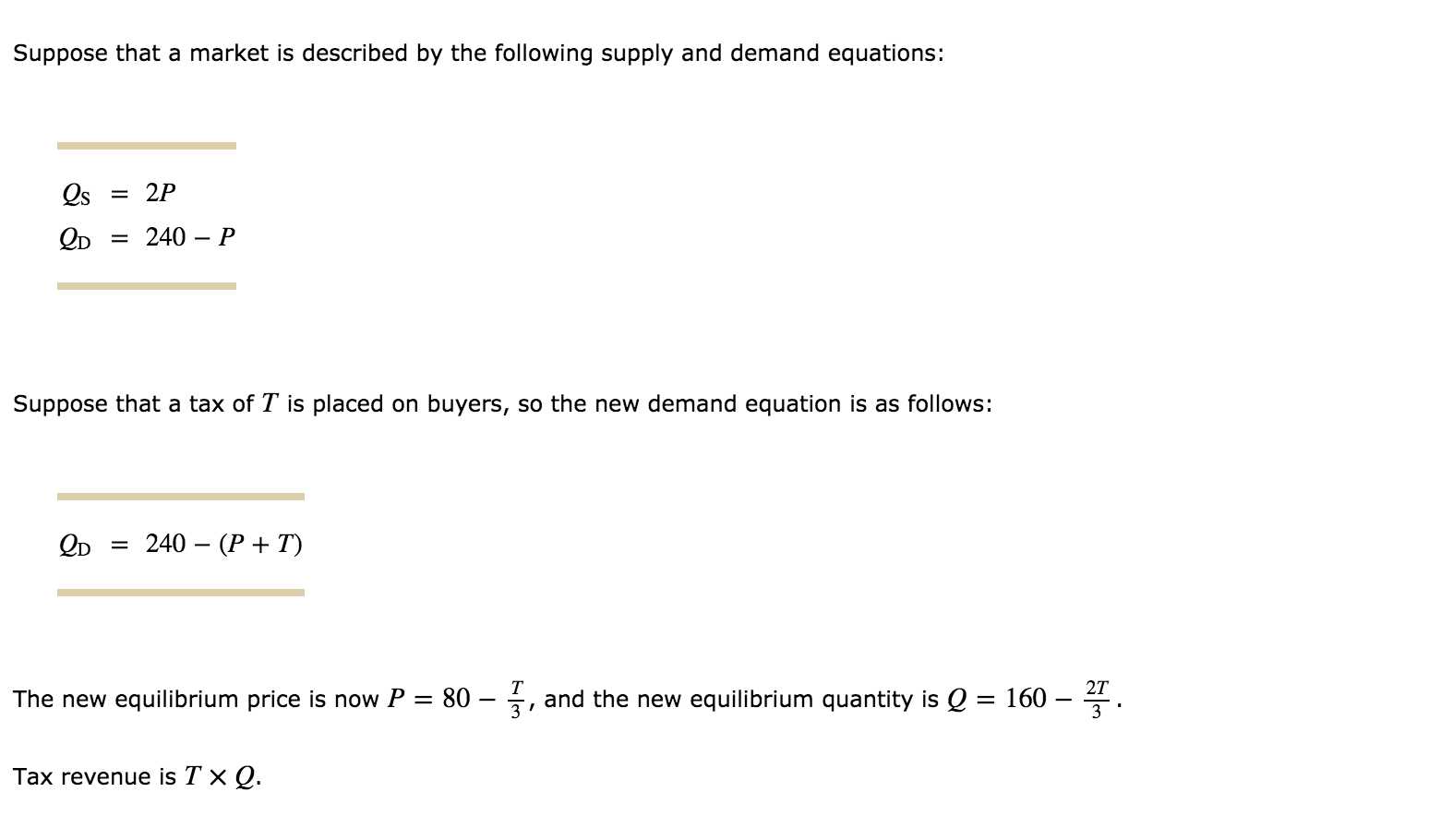 Solved Suppose that a market is described by the following | Chegg.com