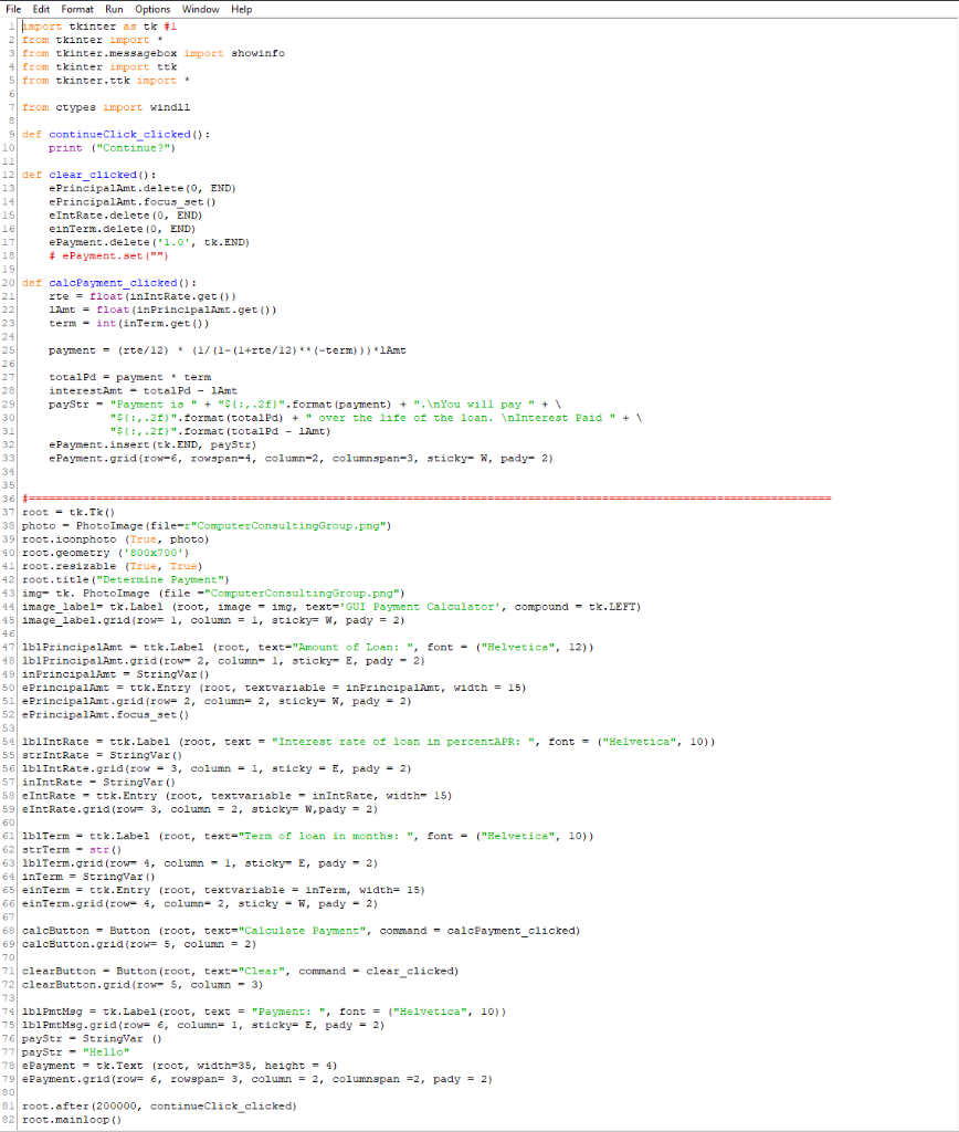 GUI Payment Calculator | Chegg.com