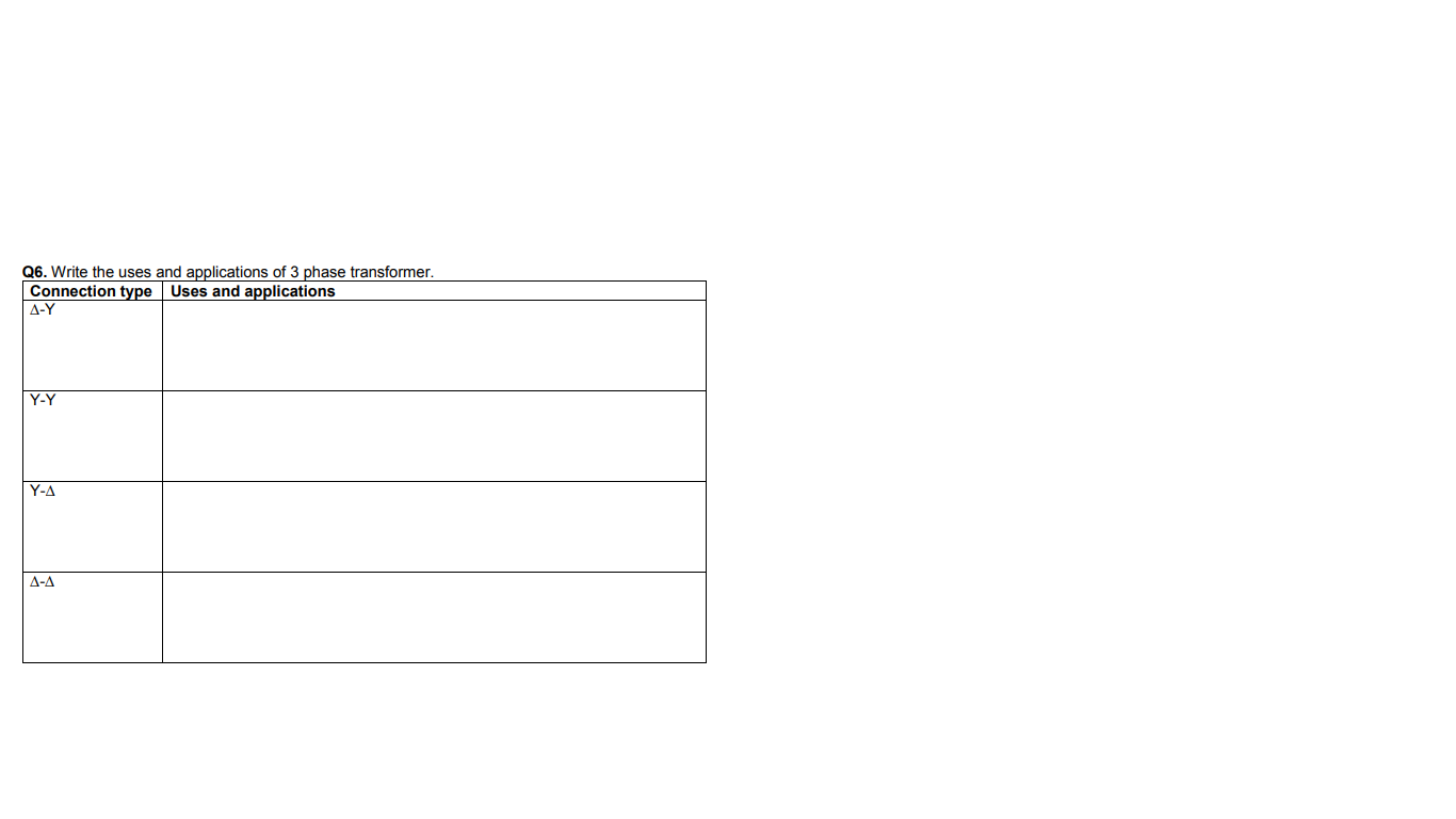 Solved Q6. Write the uses and applications of 3 phase | Chegg.com