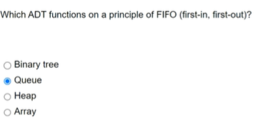 Solved Which ADT functions on a principle of FIFO (first-in, | Chegg.com