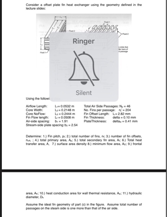 Solved Consider a offset plate fin heat exchanger using the | Chegg.com