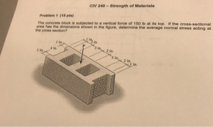 Solved CIV 240- Strength of Materials Problem 1 (18 ta) The | Chegg.com