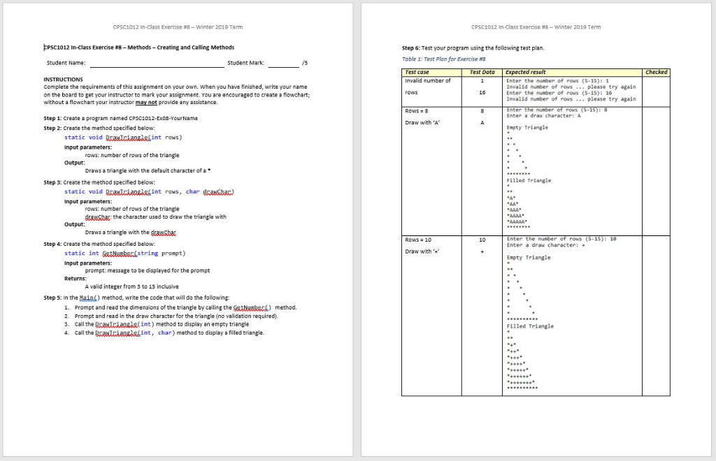 Solved CPSC1012 In-Class Exercise #8-Winter 2019 Term | Chegg.com
