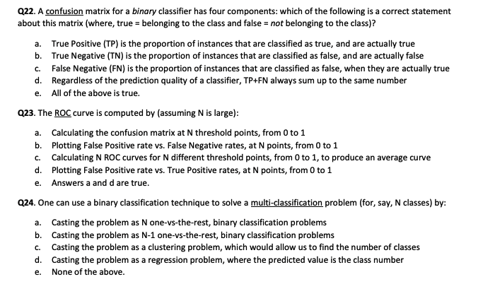 Solved Q22. A confusion matrix for a binary classifier has | Chegg.com