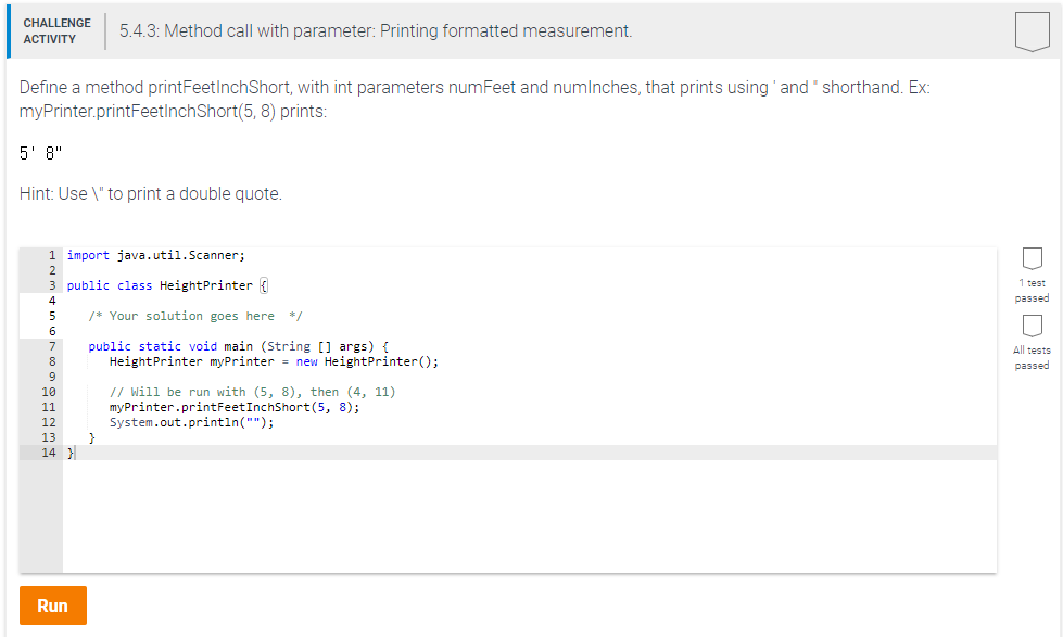 Solved ACTIVITY5.4.3 Method 5.4.3: Method call with | Chegg.com