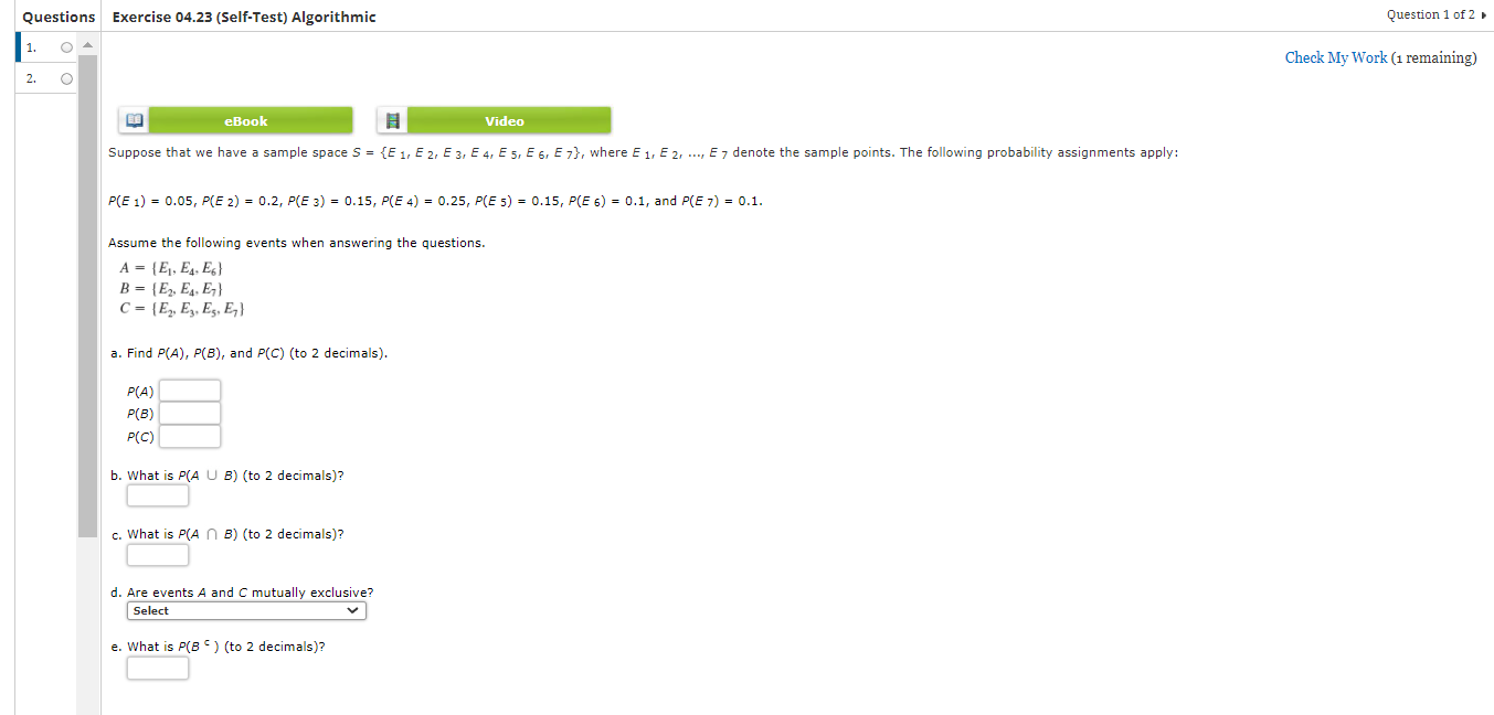 Solved Questions Exercise 04.23 (Self-Test) Algorithmic | Chegg.com
