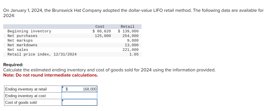 Solved On January 1, 2024, the Brunswick Hat Company adopted | Chegg.com