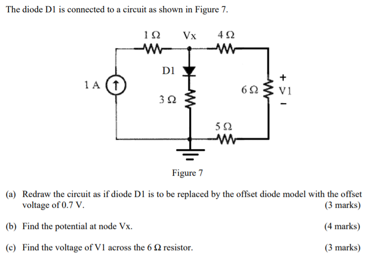 Solved The diode D1 is connected to a circuit as shown in | Chegg.com