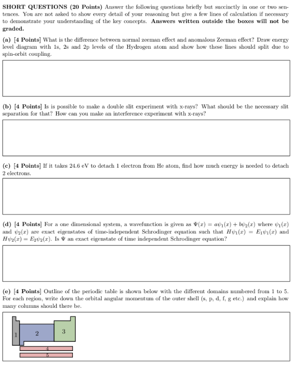 Solved SHORT QUESTIONS (20 ﻿Points) ﻿Answer the following | Chegg.com