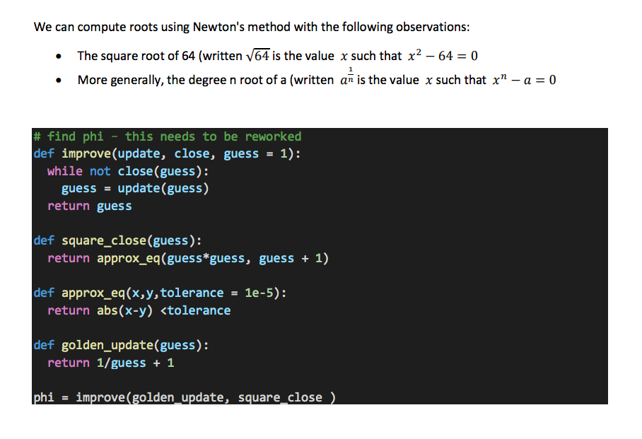 Problem 3: Newton's Method Once again, we want to | Chegg.com