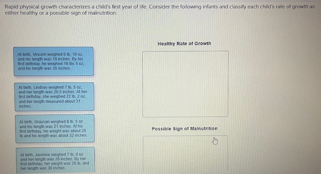 Solved Rapid physical growth characterizes a child's first | Chegg.com