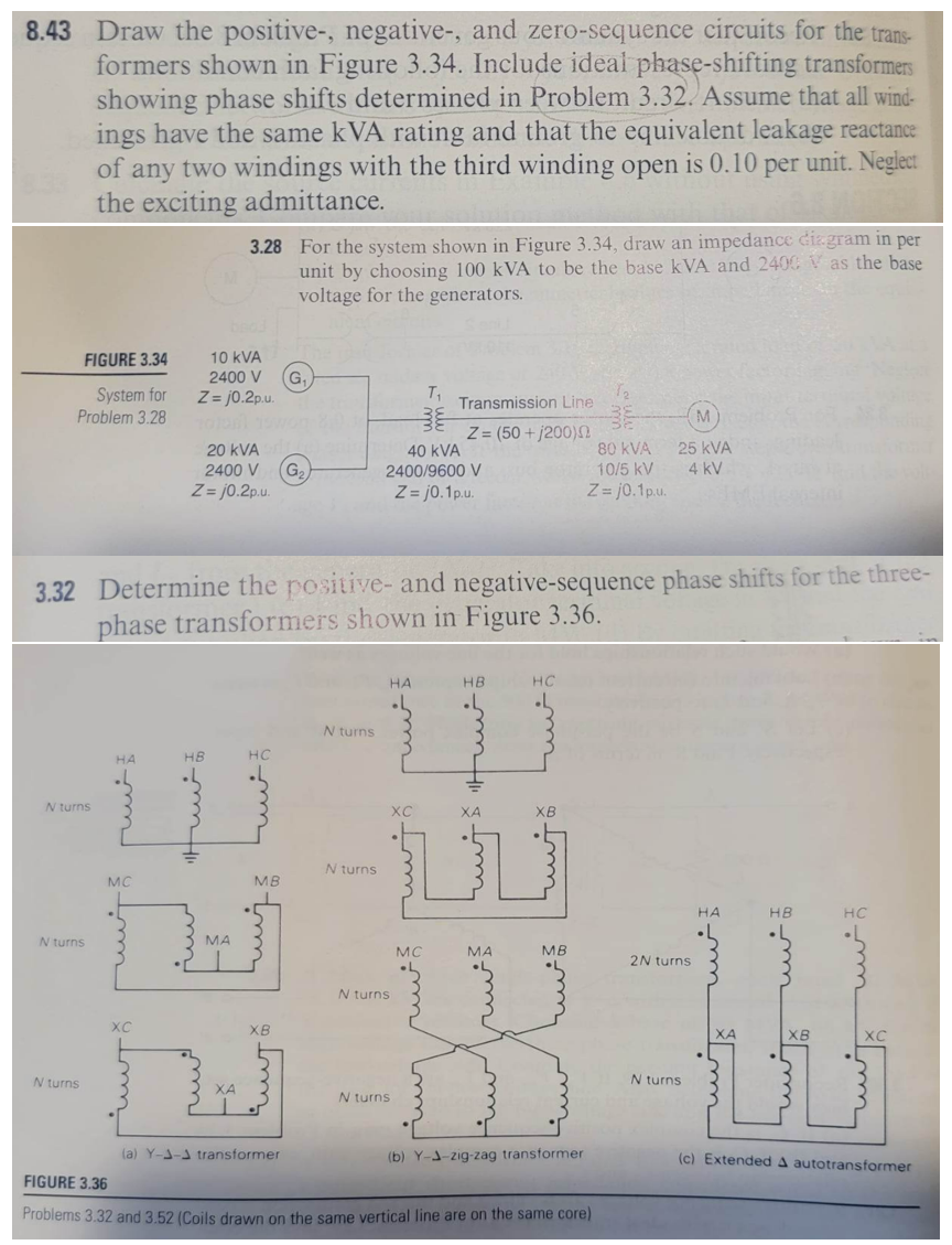 Solved 8.43 Draw the positive-, negative-, and zero-sequence | Chegg.com