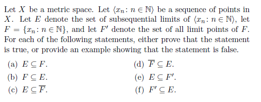 Let X be a metric space. Let xn:n∈N be a sequence | Chegg.com