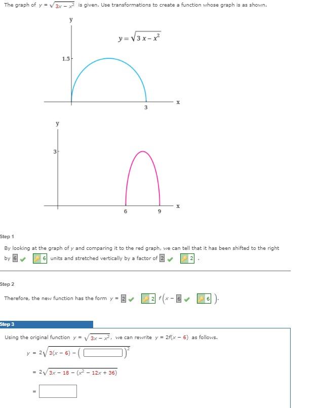 Solved The graph of y = 3x -x is given. Use transformations | Chegg.com