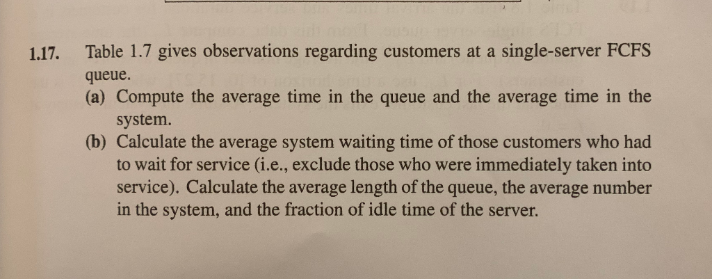 Solved 1.17. Table 1.7 gives observations regarding | Chegg.com