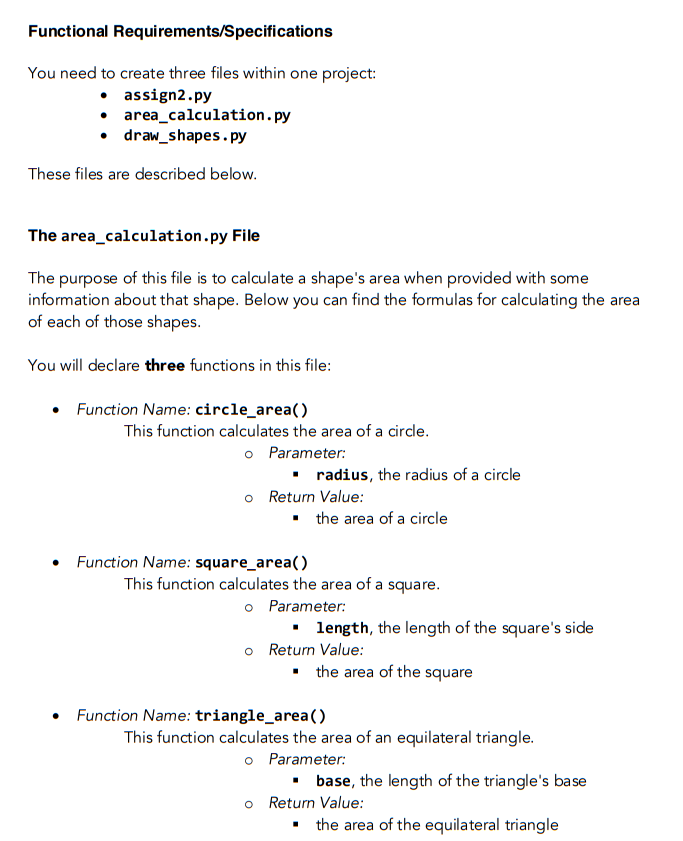 Solved Functional Requirements/Specifications You need to | Chegg.com