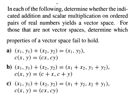 Solved In each of the following, determine whether the | Chegg.com