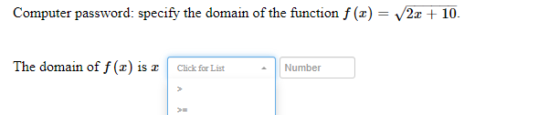 Solved Computer password: specify the domain of the function | Chegg.com