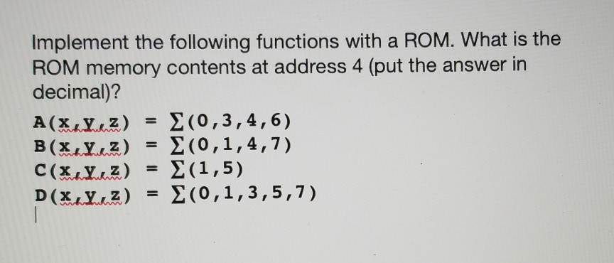 Solved Implement the following functions with a ROM. What is | Chegg.com