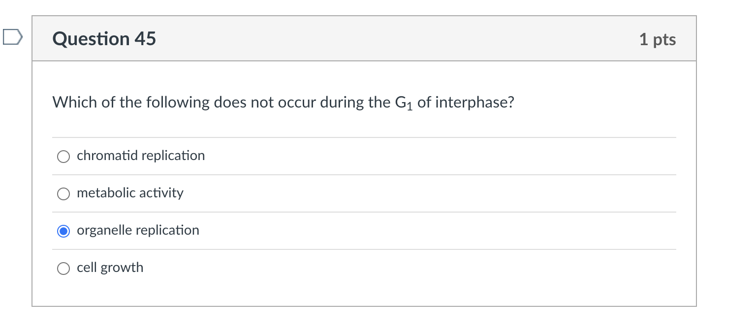 Solved Which of the following does not occur during the G1 | Chegg.com