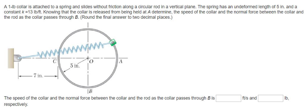 Solved A 1-lb collar is attached to a spring and slides | Chegg.com