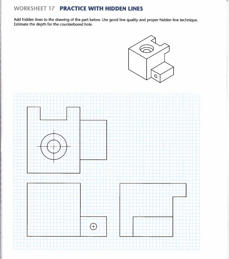 Solved WORKSHEET 17 PRACTICE WITH HIDDEN LINES Add hidden | Chegg.com