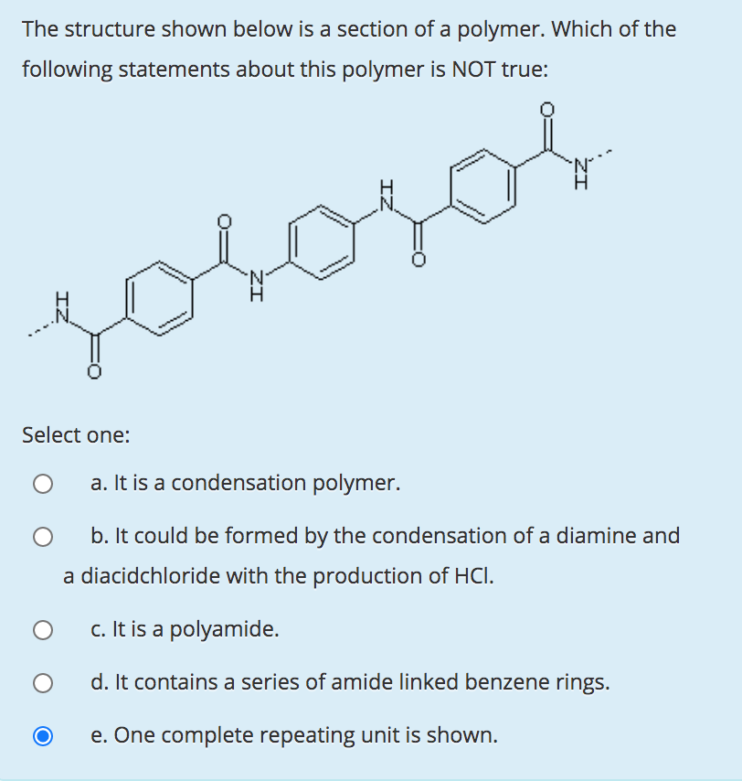 Solved The structure shown below is a section of a polymer. | Chegg.com