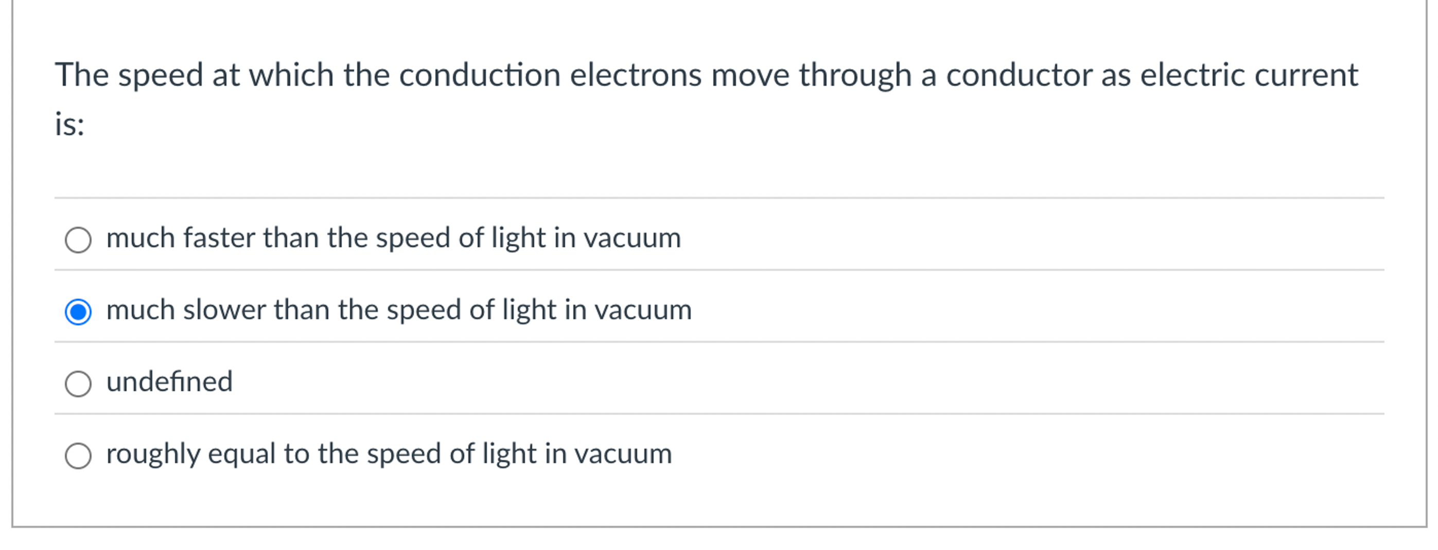 Solved The speed at which the conduction electrons move | Chegg.com