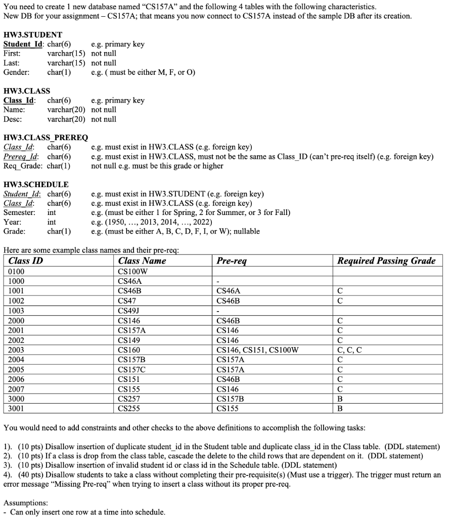 Solved You need to create 1 new database named "CS157A" and | Chegg.com