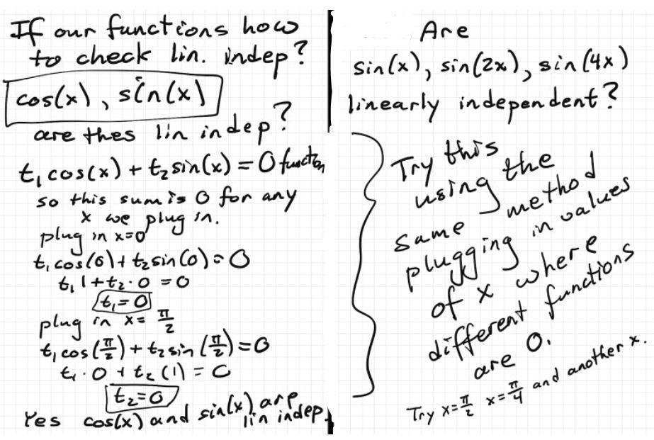 Solved this If our functions how re to check lin. indep? | | Chegg.com