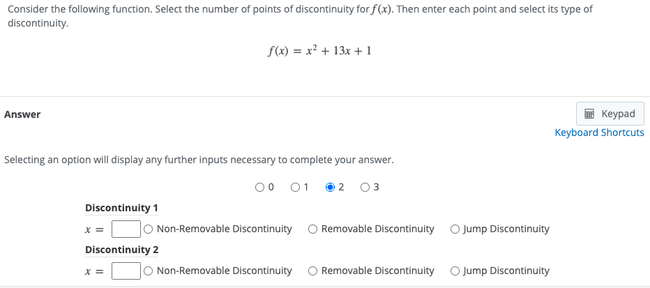 Solved Consider the following function. Select the number of | Chegg.com