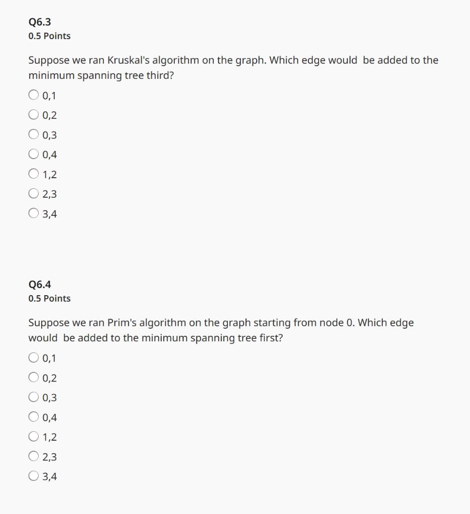 Solved Q6 3 Points For the following two subproblems we will | Chegg.com