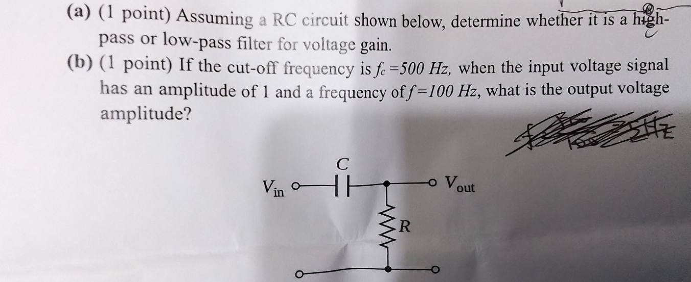 Solved (a) (1 ﻿point) ﻿Assuming a RC circuit shown below, | Chegg.com