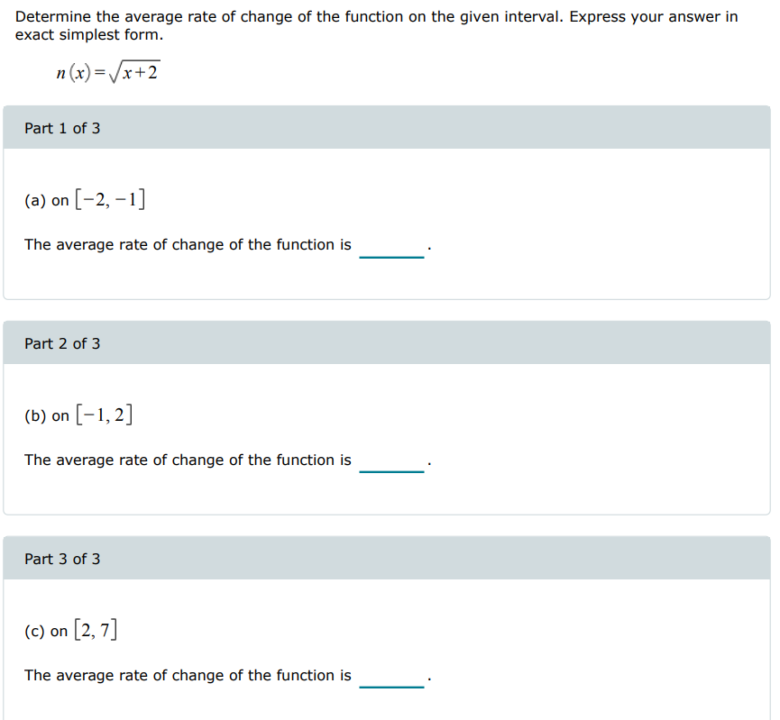 Solved Determine the average rate of change of the function | Chegg.com