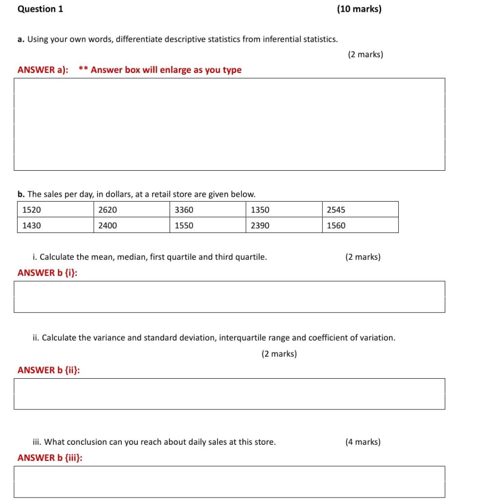 Solved a. Using your own words, differentiate descriptive | Chegg.com