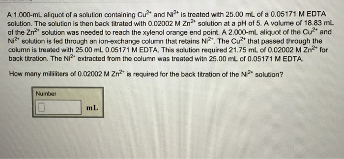 Solved A 1.000-mL aliquot of a solution containing Cu^2+ and | Chegg.com