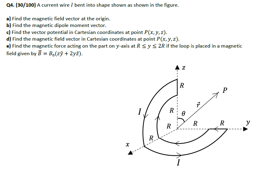 Solved Q4. (30/100) A current wire I bent into shape shown | Chegg.com