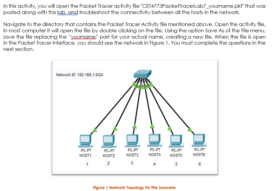 In this activity, you will open the Packet Tracer | Chegg.com