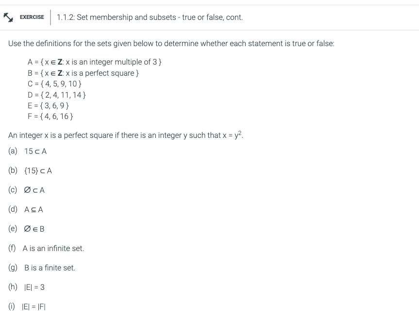 Solved Use the definitions for the sets given below to | Chegg.com